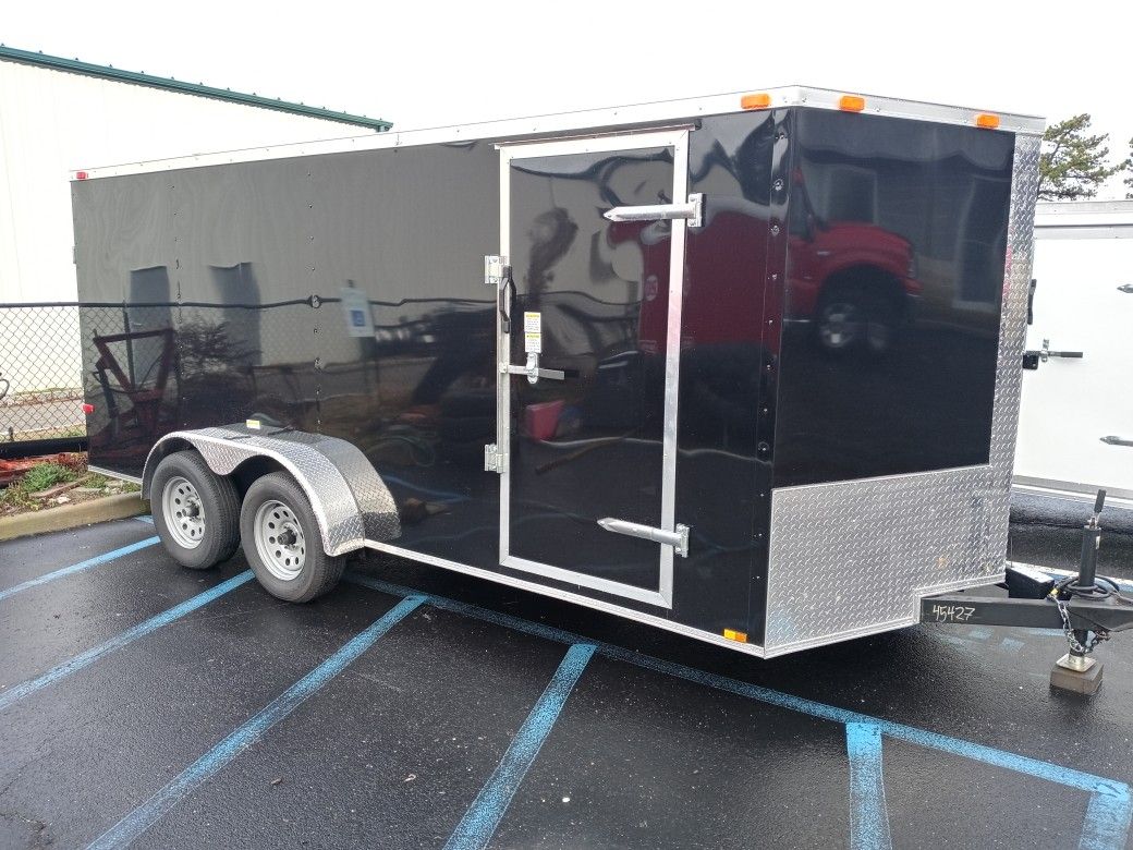7x16ft Enclosed Vnose Trailer Moving Storage Cargo Traveling Motorcycle ATV UTV SXS RZR for Sale ...