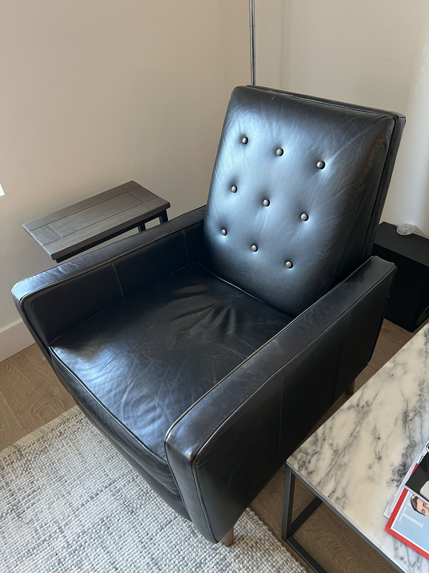 West Elm Rhys Mid-Century Black Leather Recliners (Two) for Sale in San ...