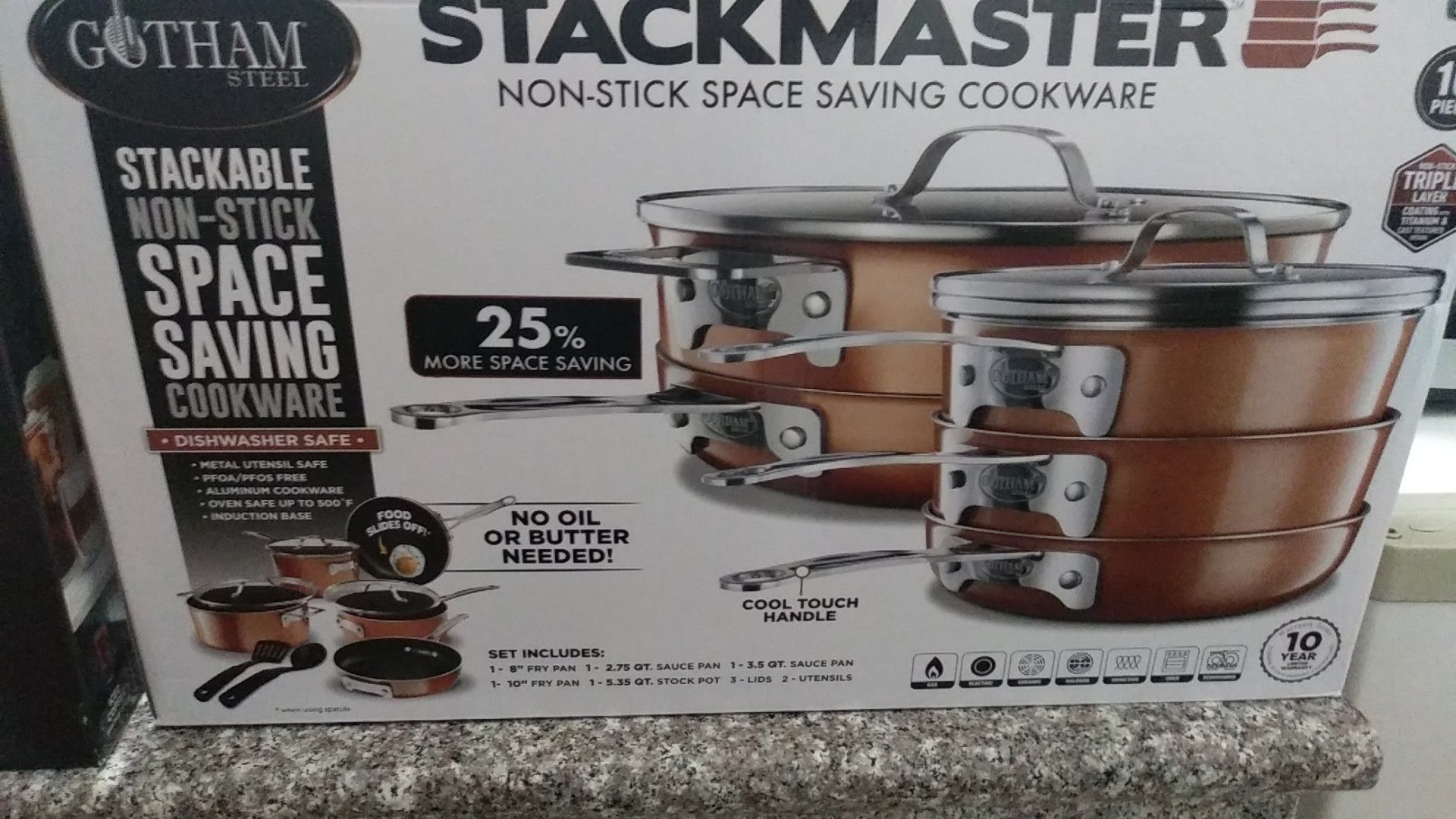 Gotham Steel Stack Master nonstick 10 Piece space-saving Cookware Set ...