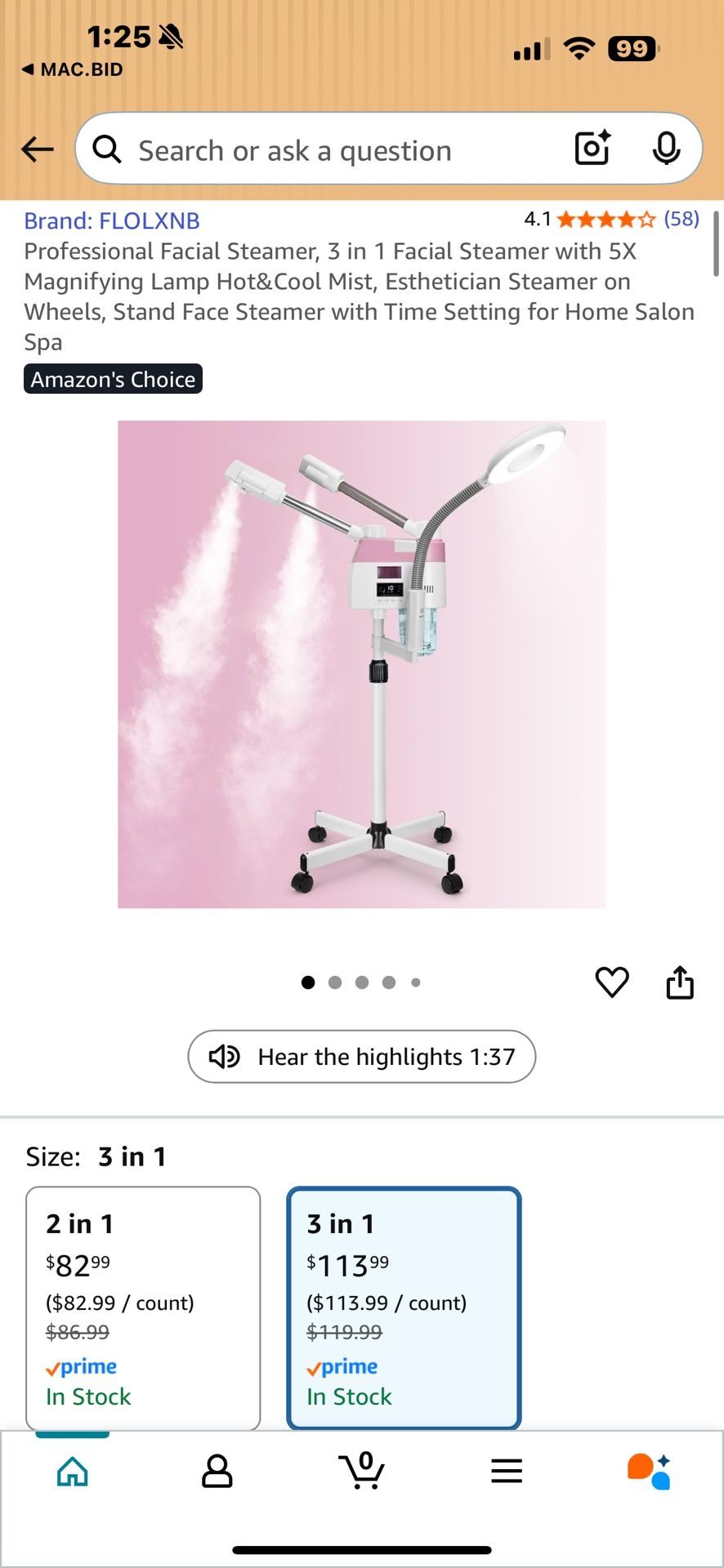 Professional Facial Steamer, 3 in 1 Facial Steamer with 5X Magnifying ...
