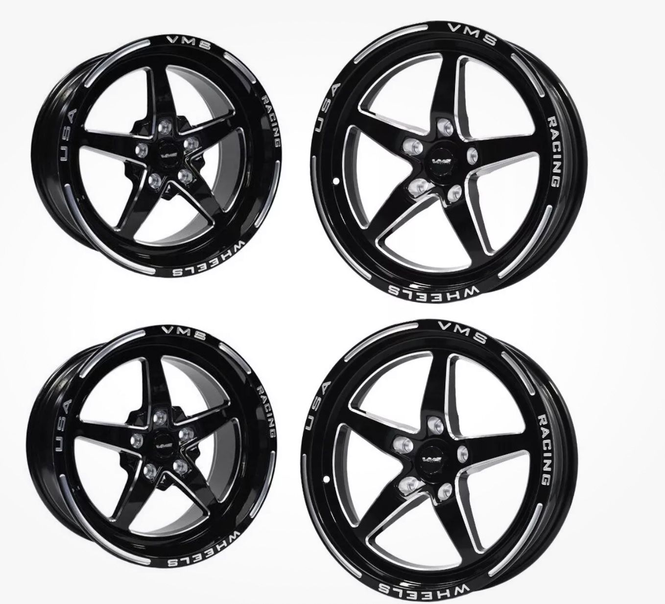 VMS Drag Pack Wheels Camaro Corvette CTS-V G8 SS Drag Race Wheel Set Of ...