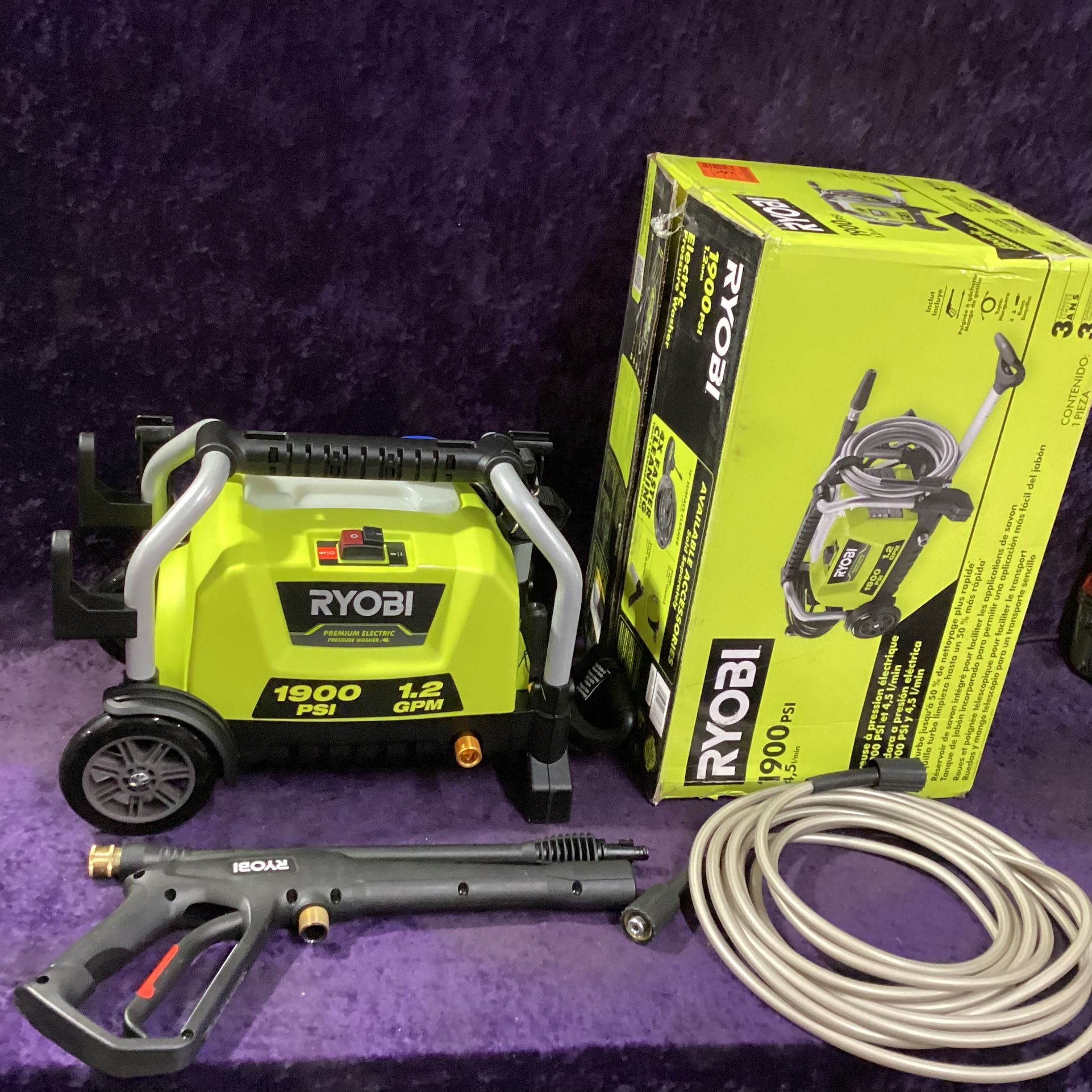 RYOBI 1900 PSI 1.2 GPM Cold Water Wheeled Corded Pressure Washer NEW ...