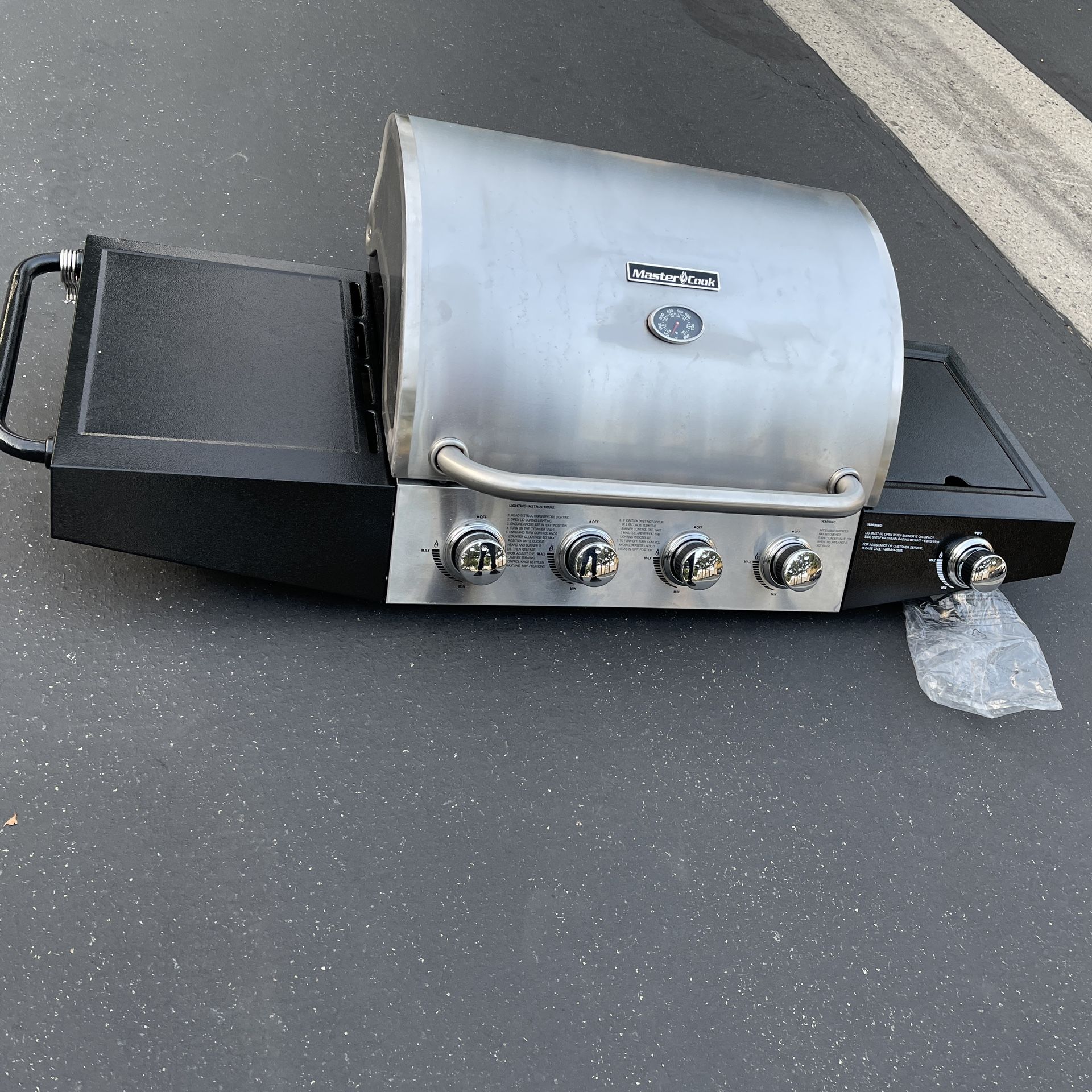 COOK Gas Grill, BBQ 4-Burner Cabinet Style Grill Propane with Side ...