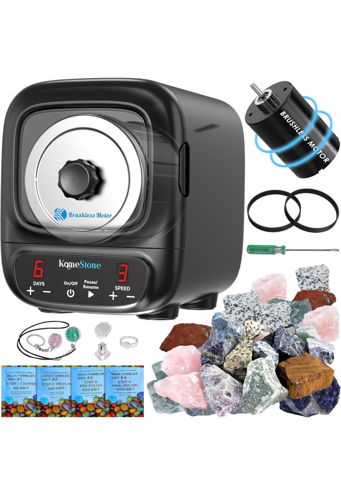 K2 Elite Professional Rock Tumbler Kit, Ultra Quiet & Cutting Edge ...