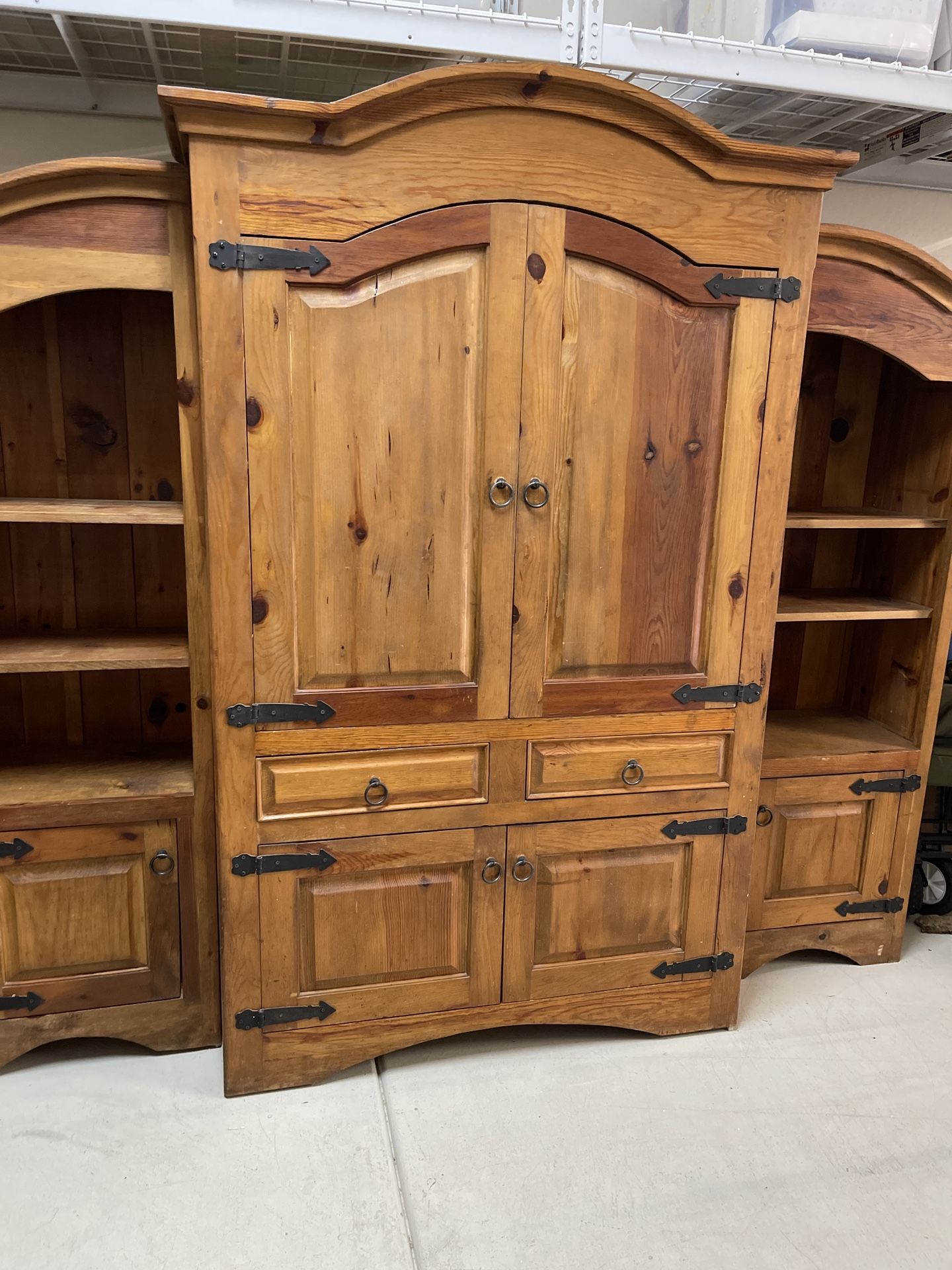 Rustic Southwestern Mexican Pine Entertainment Center With Shelf Units ...