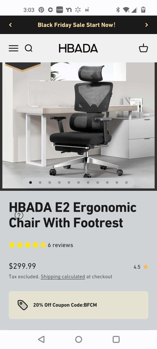 HBADA E2 Ergonomic Chair With Footrest for Sale in Fontana, CA - OfferUp