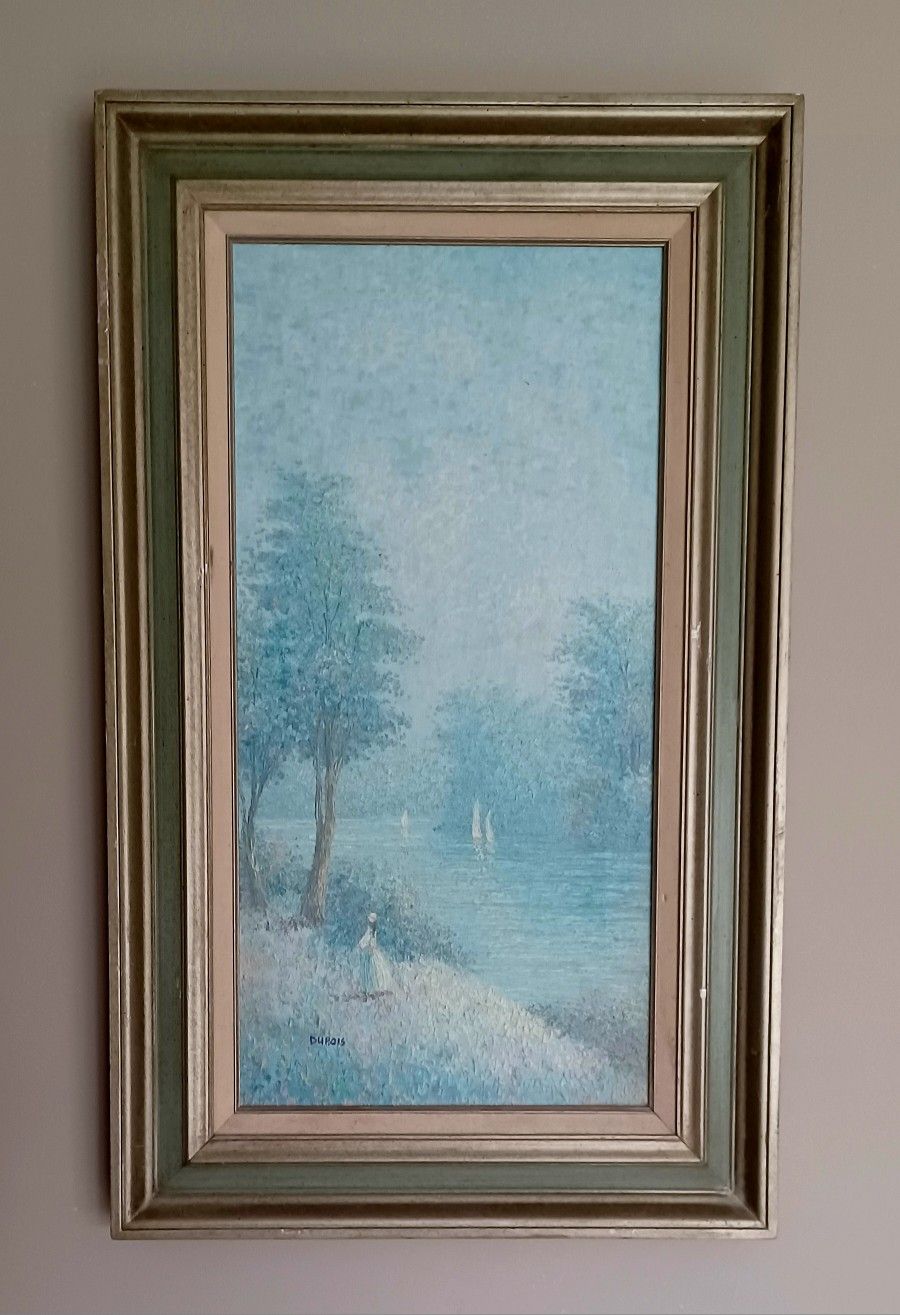 Pierre Dubois hand-painted oil on canvas, landscape in portrait ...