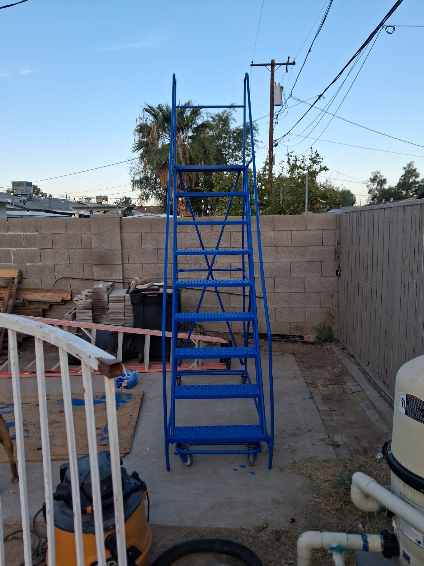 A vistel 9 step Blue Rolling Steel Warehouse Ladder for Sale in Phoenix ...
