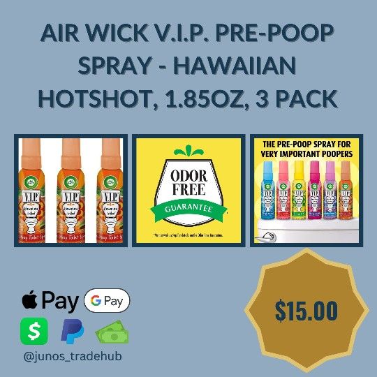 Air Wick V.I.P. Pre-Poop Spray - Hawaiian Hotshot, 1.85oz, 3 Pack for ...