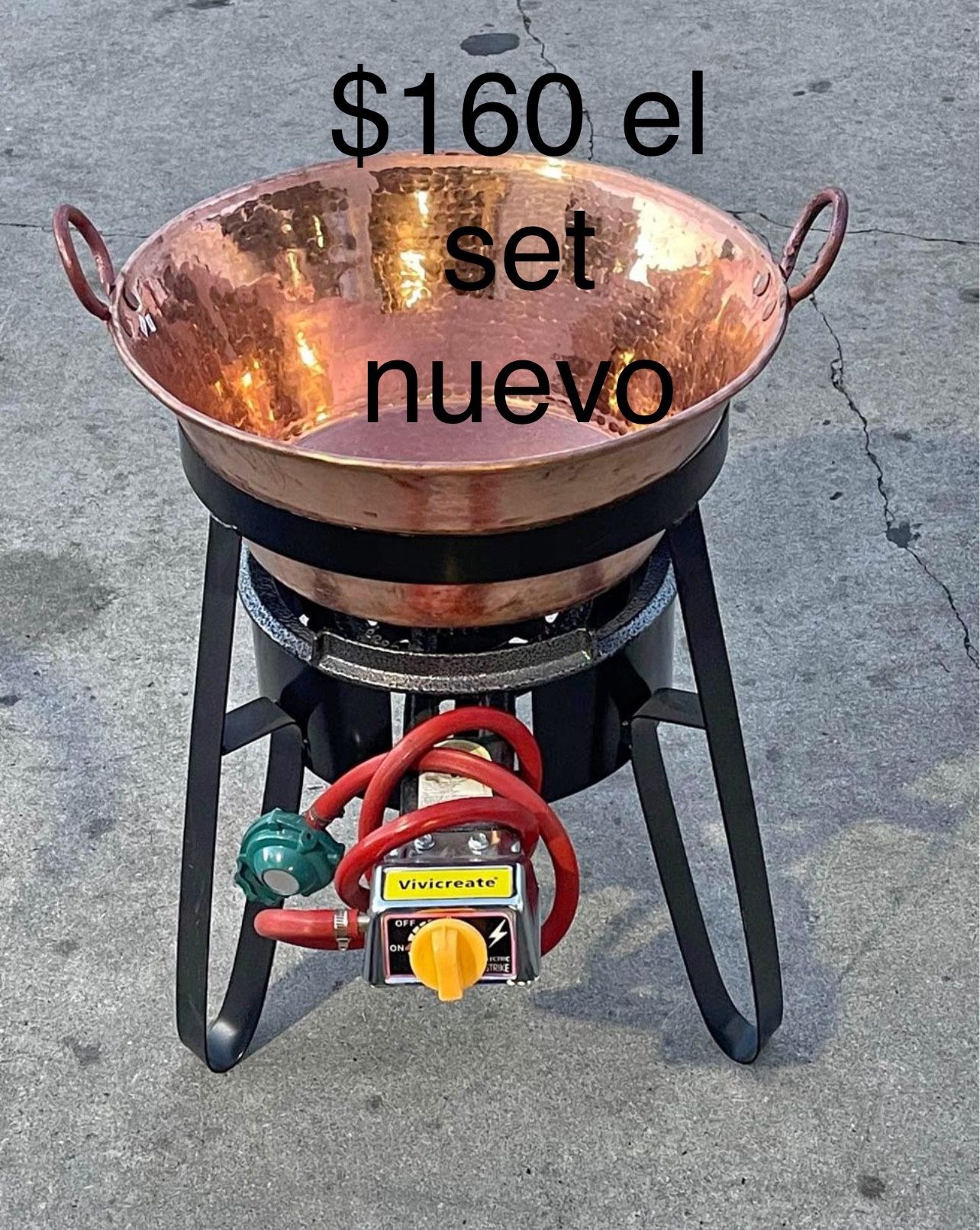 CAZO DE COBRE % MEXICANO CON VASE I QUEMADOR /PARA CARNITAS/MOJARAS ...