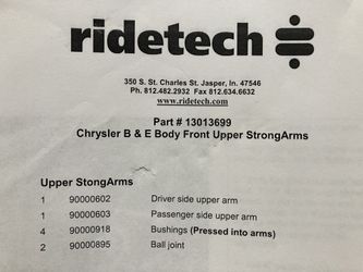 New RideTech - Front Upper StrongArms - Part 13013699 for Sale in ...
