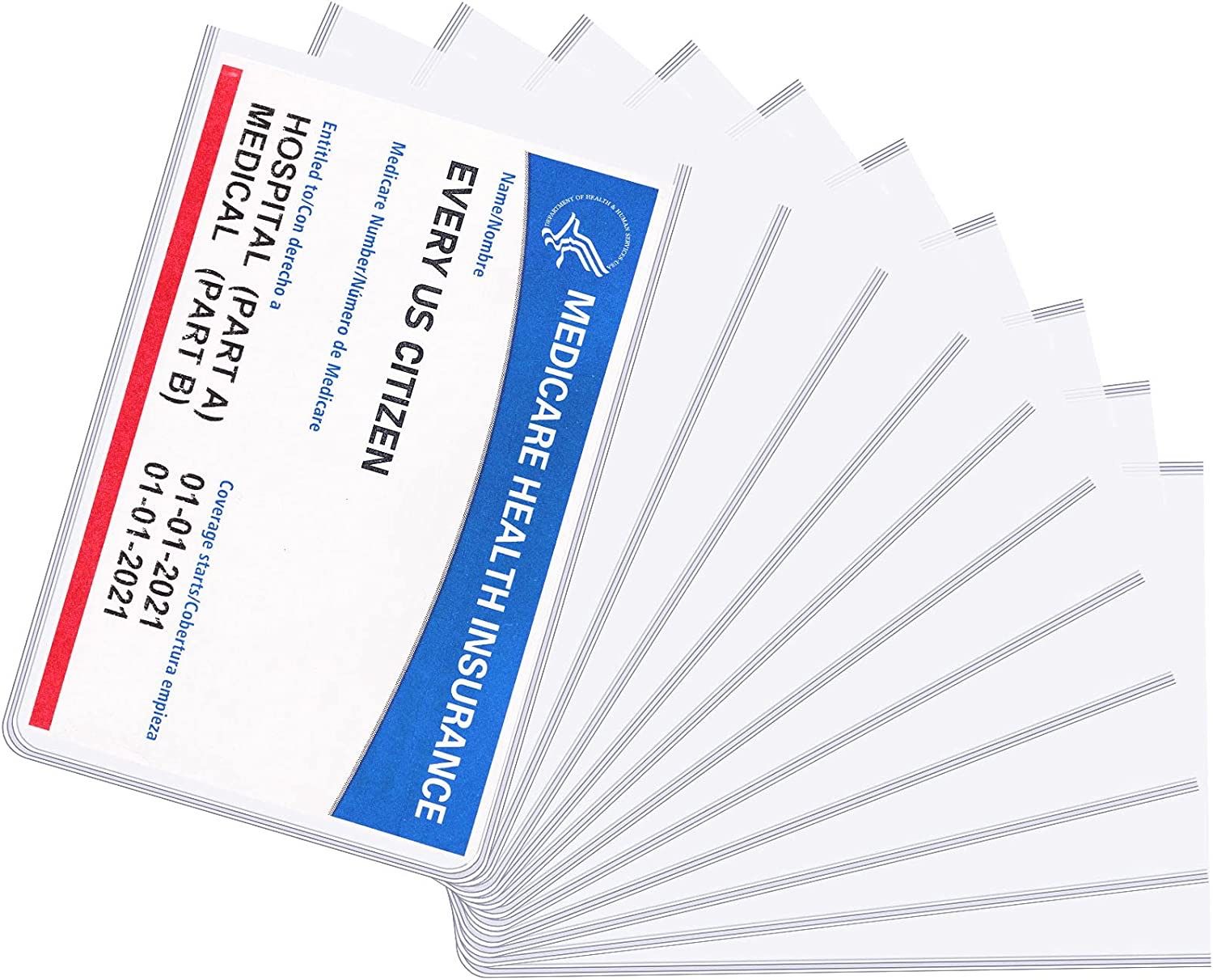 100 Pieces Medicare Card Holder Protector Clear PVC Waterproof Medical ...