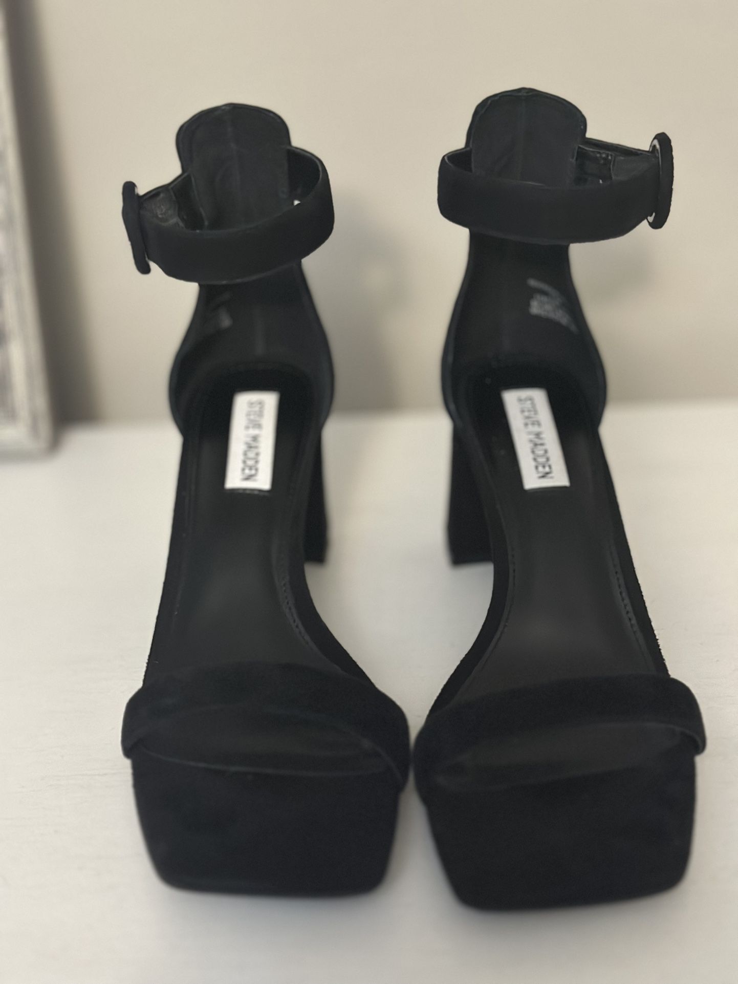 Steve Madden Women Reverie Ankle Leather Suede Square Toe Sandals shoes ...