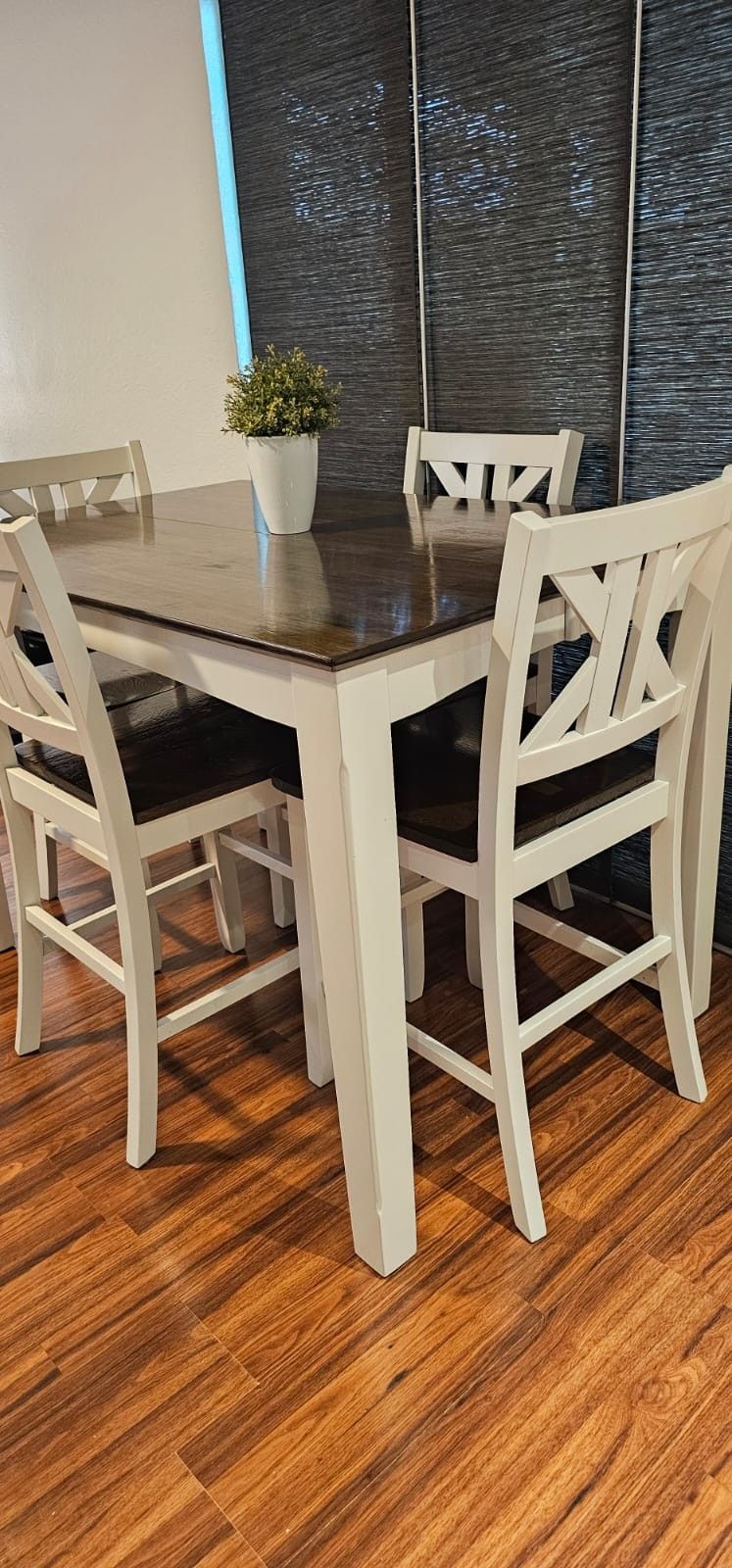 Farmhouse Real Solid Wood Dining Table with 4 Counter Chairs. 54" x 54 ...
