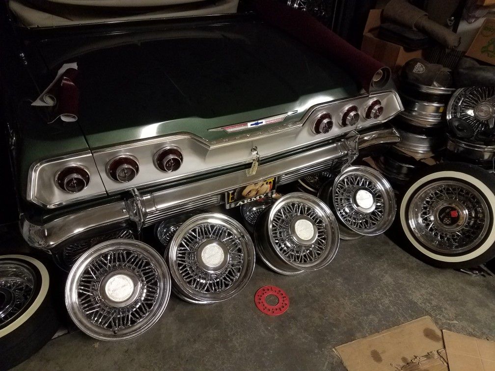 15x7 tru classic 50 spoke wire rims 5 lug Chevy $ or trade 13x7 Daytons ...