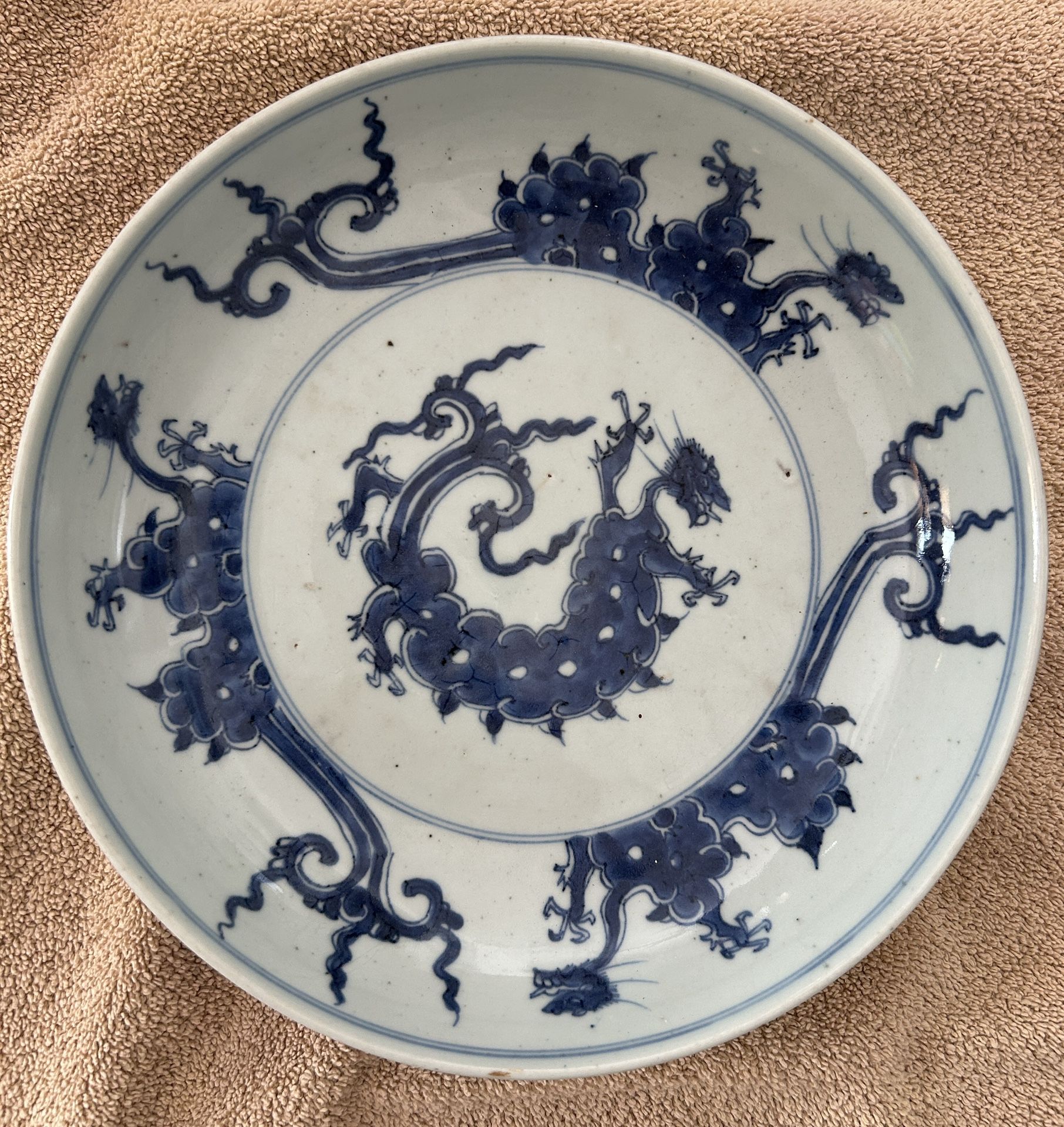 Old Large Chinese Blue And White Porcelain Plate for Sale in Yorba ...