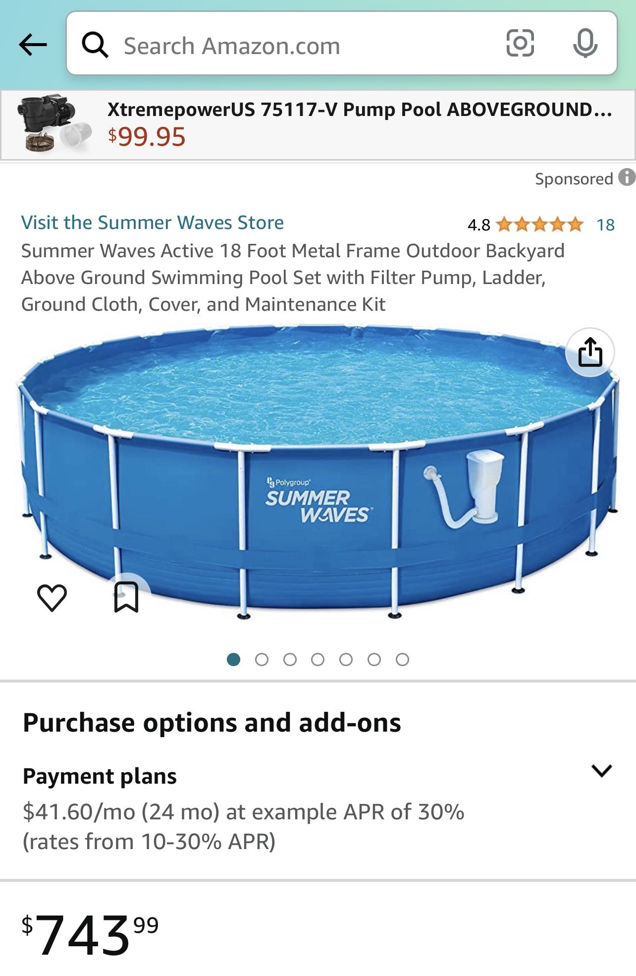 Above Ground Pool Summer Waves 18’x 48” Pool for Sale in Norfolk, VA ...