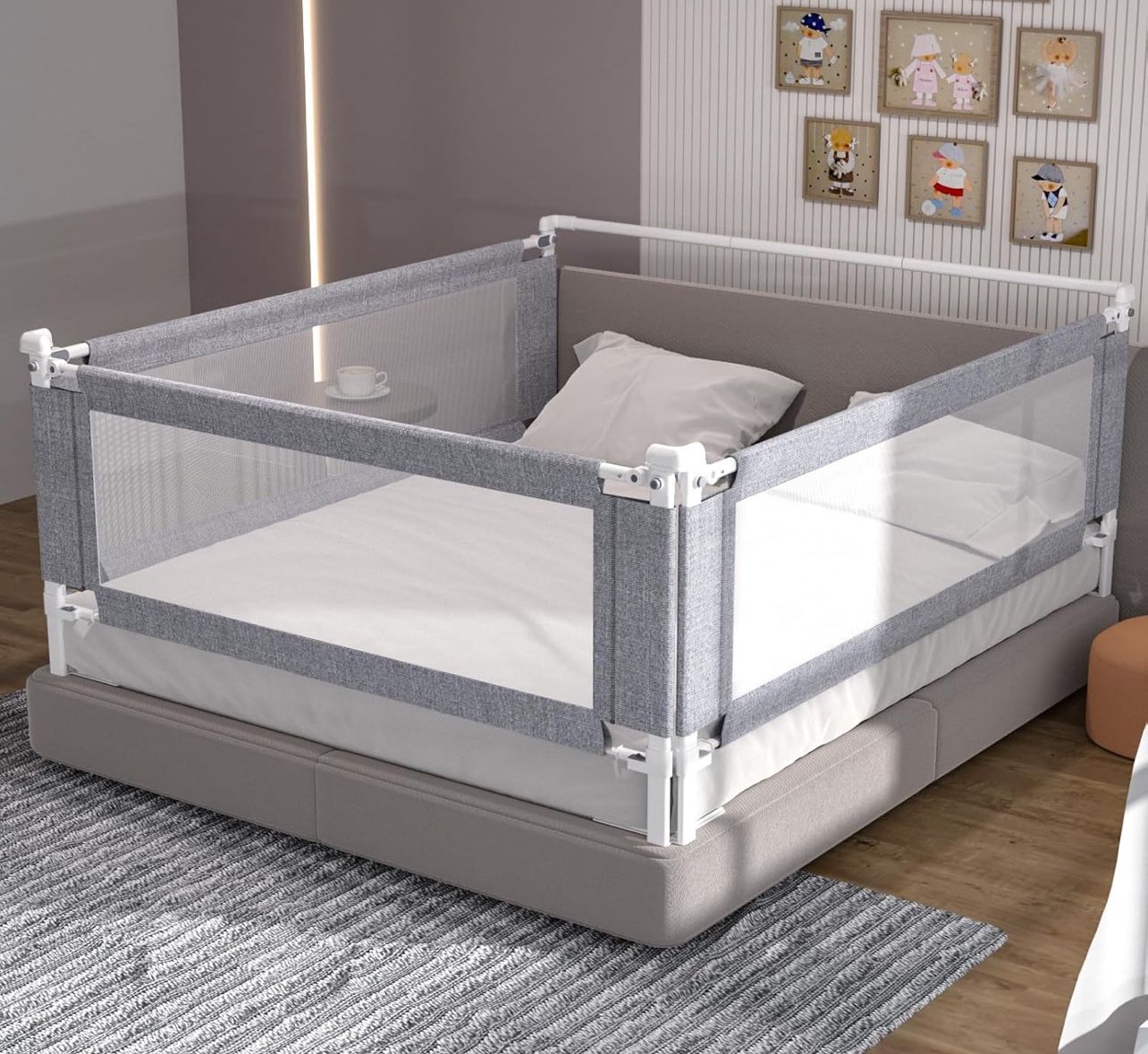 3-Piece Queen Size Bed Rail for Toddlers - Adjustable Baby Bed Rail ...