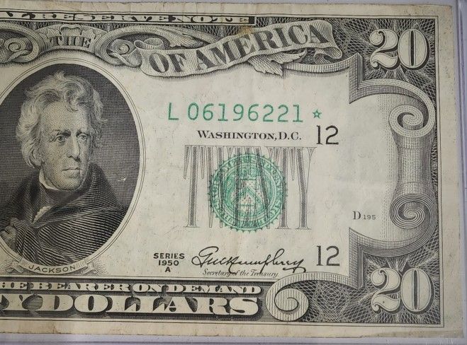 1950 A Washington D.C $20 Dollar Bill Star Note Replacement Note for ...
