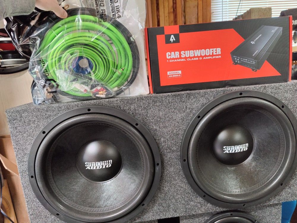 Sundown 15" Subs Sealed Box Amp And Wiring Kit for Sale in Bonney Lake ...