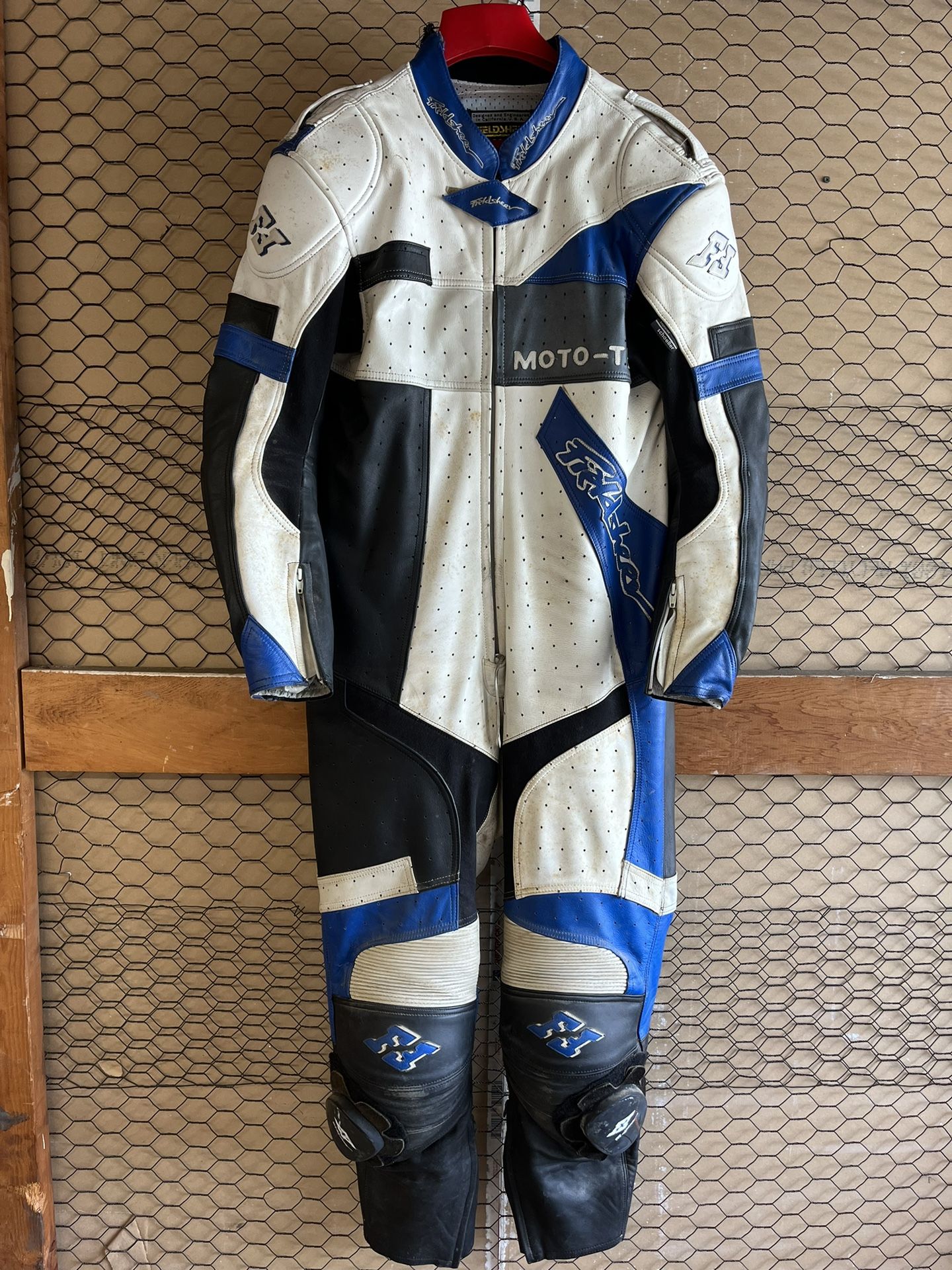 Vintage Fieldsheer vented leather motorcycle racing track suit w back ...