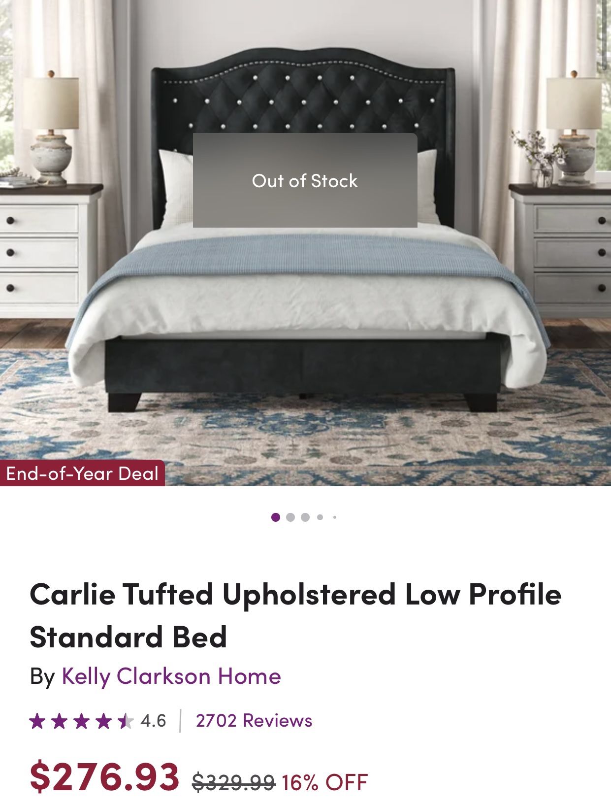 QUEEN Carlie Tufted Upholstered Low Profile Standard Bed in black. Unassembled new open box inspected. 55.1 x 65.6 x 85.7 MSRP 330. Our price 17 for Sale in Woodstock GA OfferUp