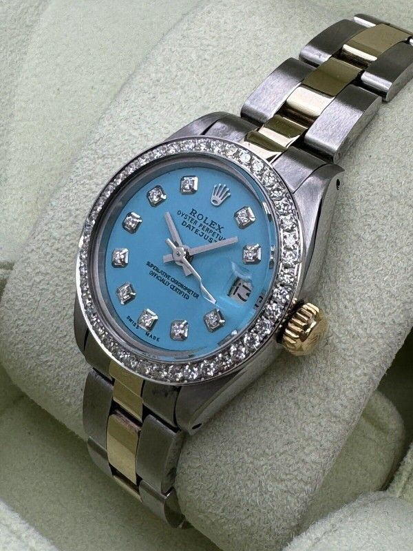 1982 Rolex 26mm Datejust 2 Tone Oyster 6917 Teal Diamond Dial & Bezel ...
