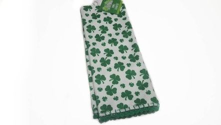 Saint Patricks Day Shamrock Theme Kitchen Towel,Green,White,Fancy ...