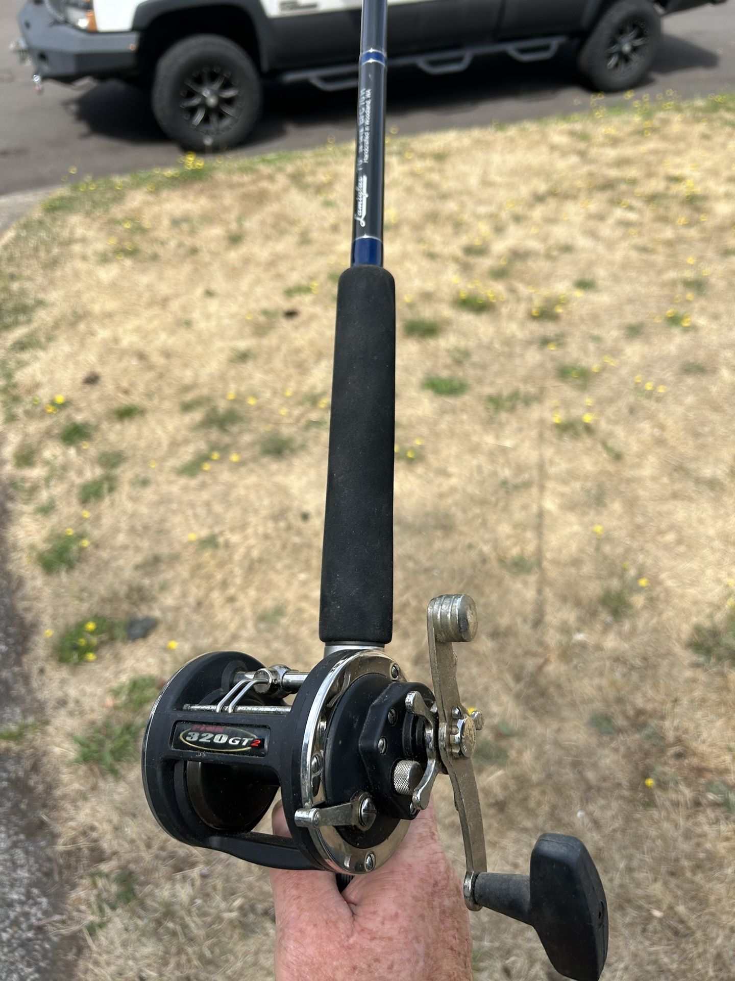 Woodland made Lamiglas BFC-70H Rod 20-50 and Penn 320 GT Sturgeon ...