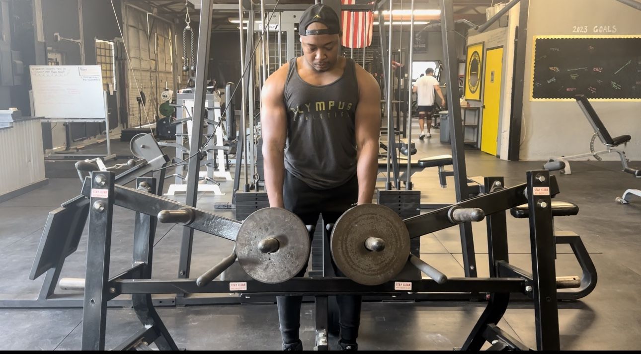 RARE Hammer Strength Ground Base High Pull (Upright Row + Shrug Machine ...