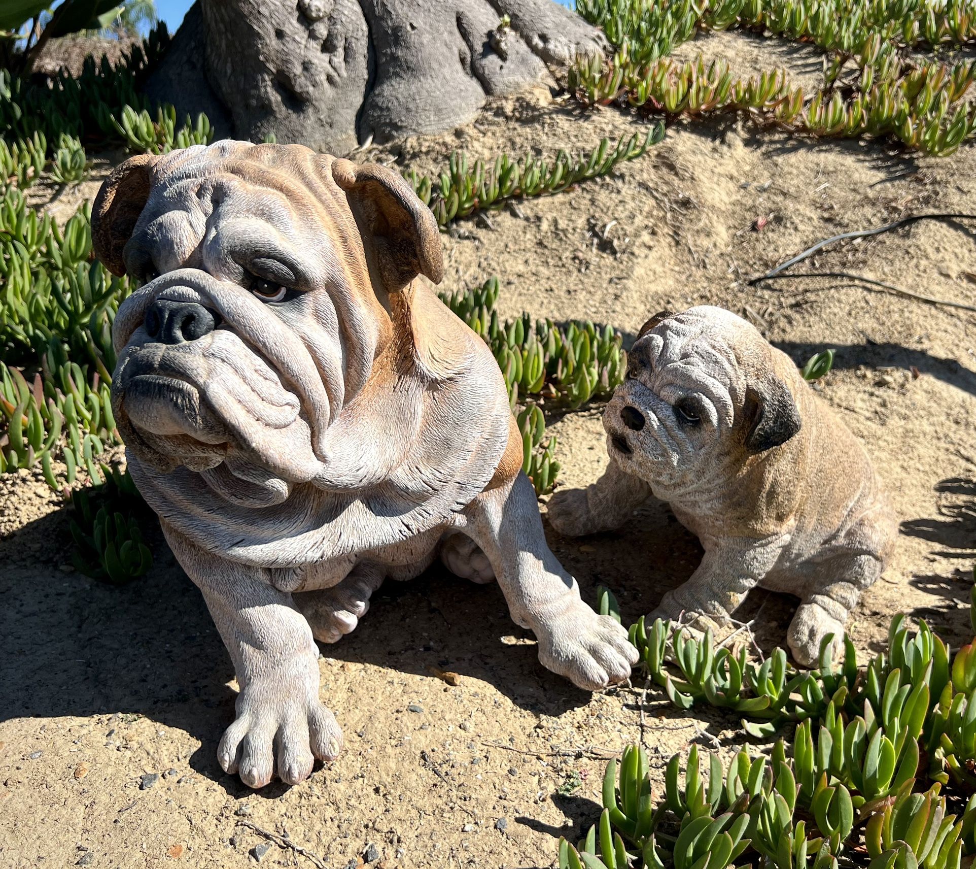 HYPER-REALISTIC Large English Bulldog & Puppy Ceramic Sculpture Set ...