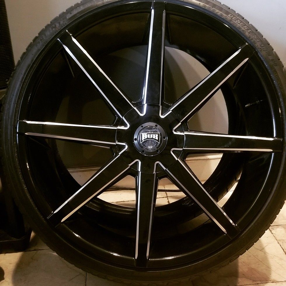 24 INCH DUB WHEELS ALUMINUM WITH BLACK FINISH AND CHROME ACCENTS for ...