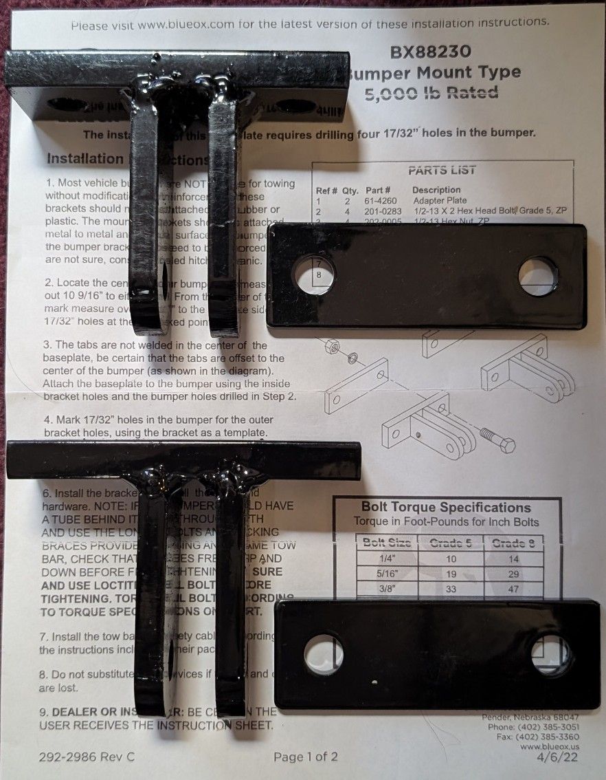 New Blue Ox Bumper mounts For Flat Towing for Sale in Durham, NC - OfferUp