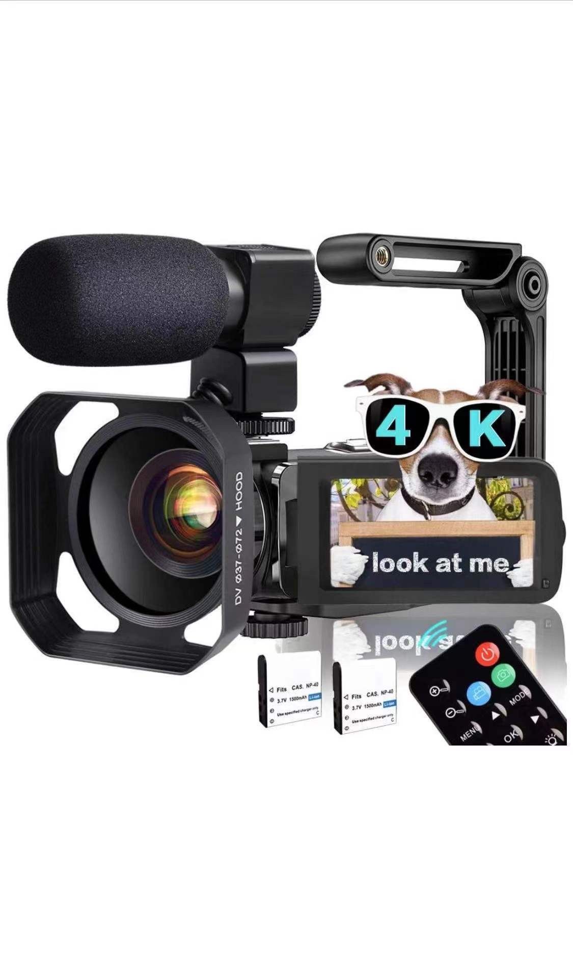 Video Camera, 4K Camcorder WiFi Ultra HD 48MP YouTube Camera for ...