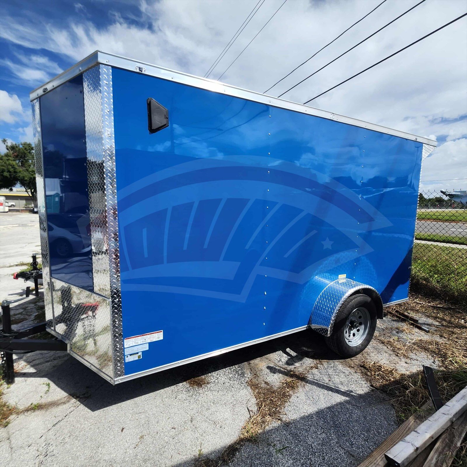 6x12 Enclosed Cargo Trailer Single Axle Blue W/ Spoiler & lights for ...