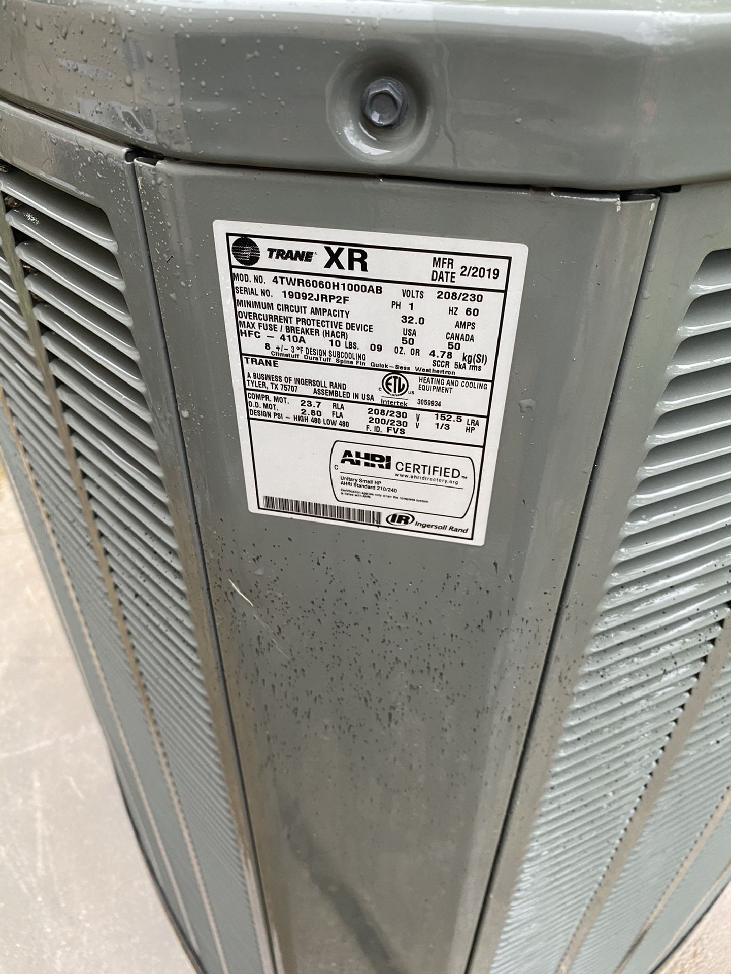 5 ton 2019 model Trane condensing unit for Sale in Grand Prairie, TX ...