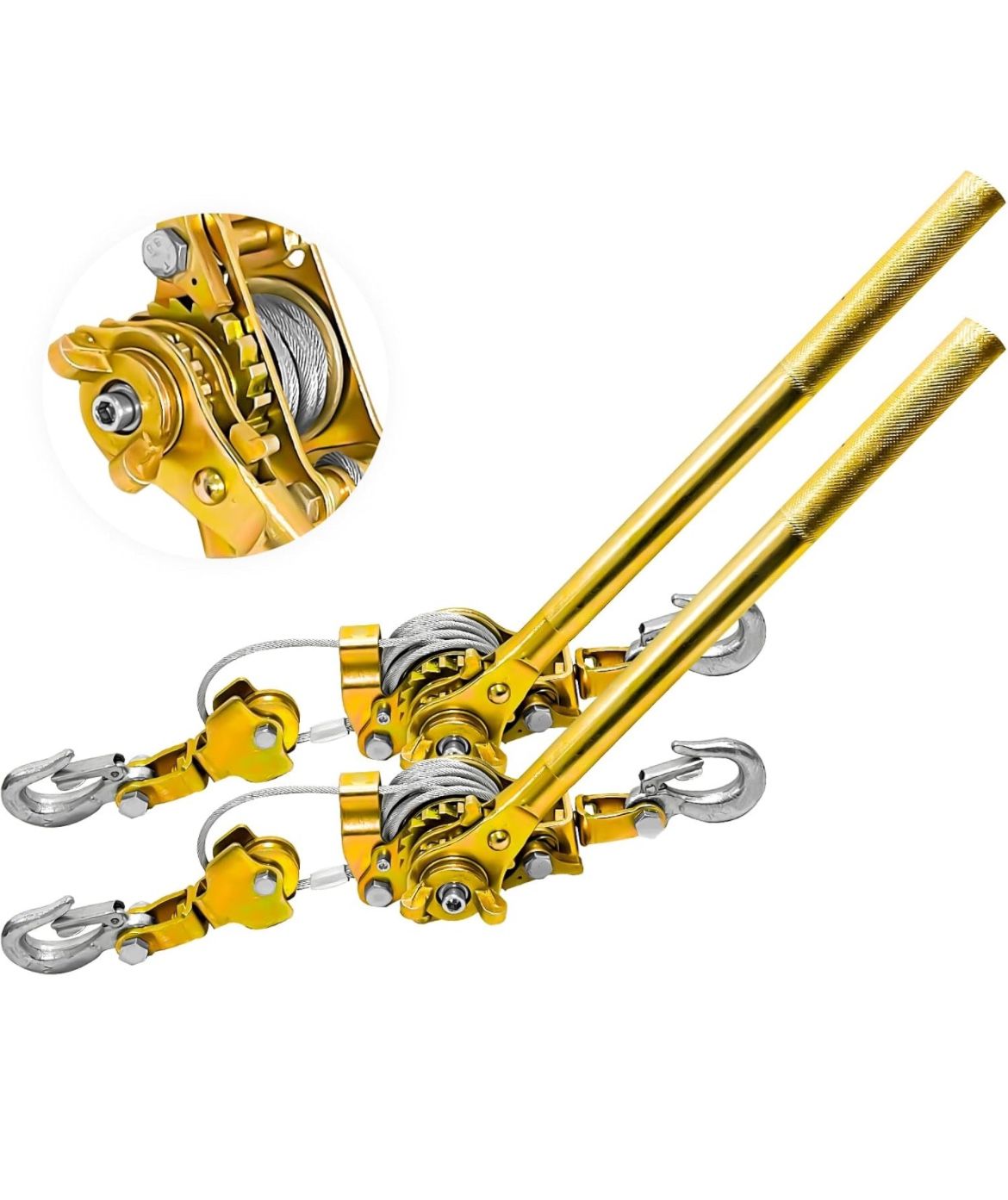 2 Pcs 2 Ton/4400Lbs Come Along, Ratchet Puller, Heavy Duty Cable Puller ...