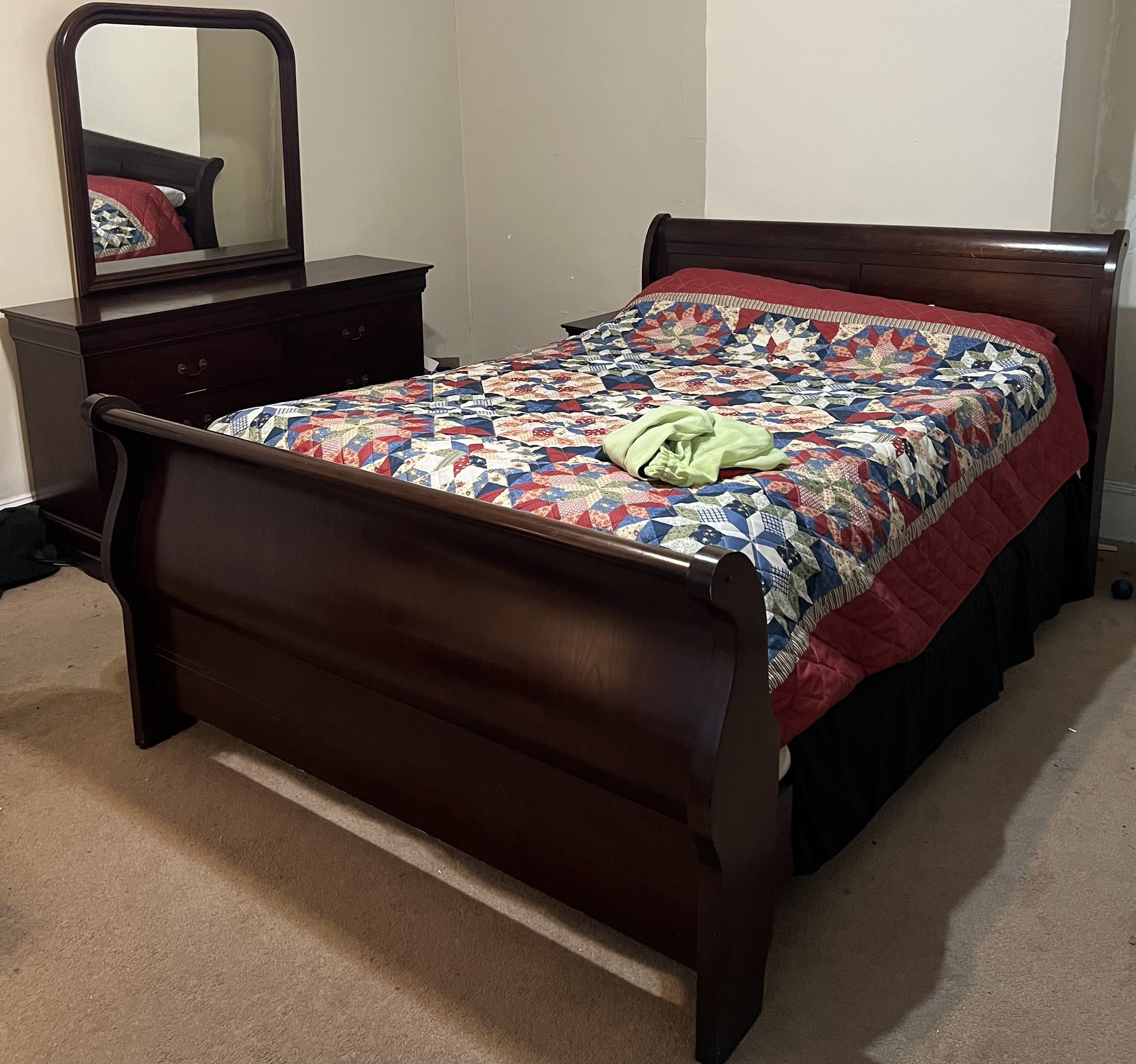 Bedroom set for sale - Queen Bedframe, Dresser w/Mirror & Side Table ...