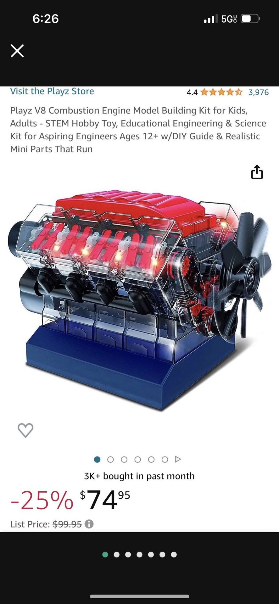 Playz V8 Combustion Engine Model Building Kit for Kids, Adults - STEM ...