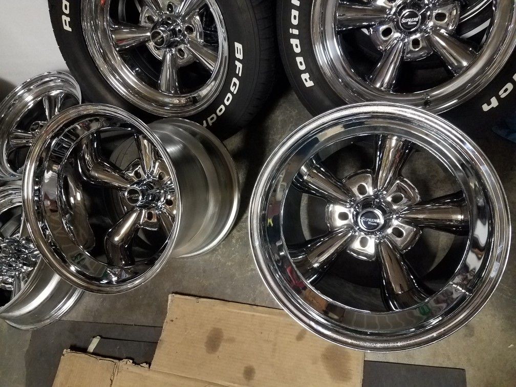 15 inch supremes 8 rims total 5 lug uni lug Chevy ford dodge Toyota ...