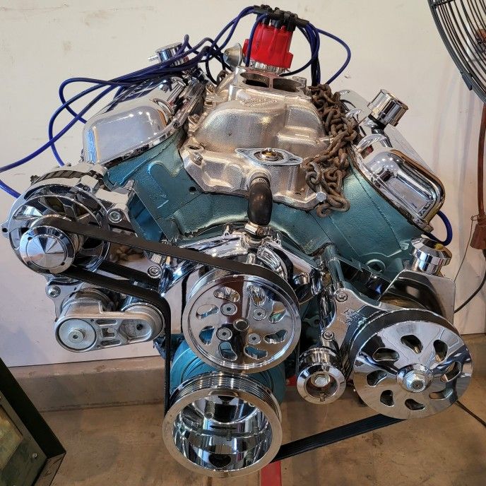 396 Engine Serpentine Set Up Has Headers Carburetor Air Filter Runs ...