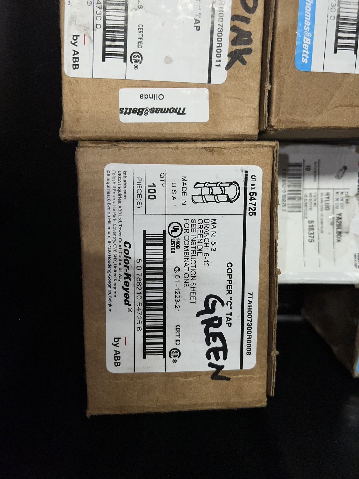 C-TAP - Thomas & Betts, Ilsco, Copper C-Taps, Green, Pink, Brown,Grey ...