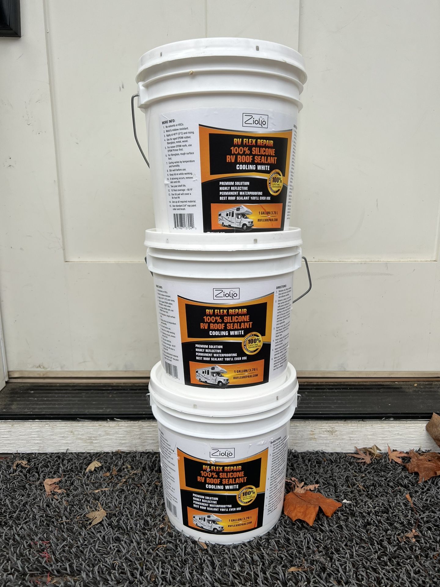 (3) 1gal Ziollo RV FLEX REPAIR 100% SILICONE ROOF SEALANT in COOLING ...