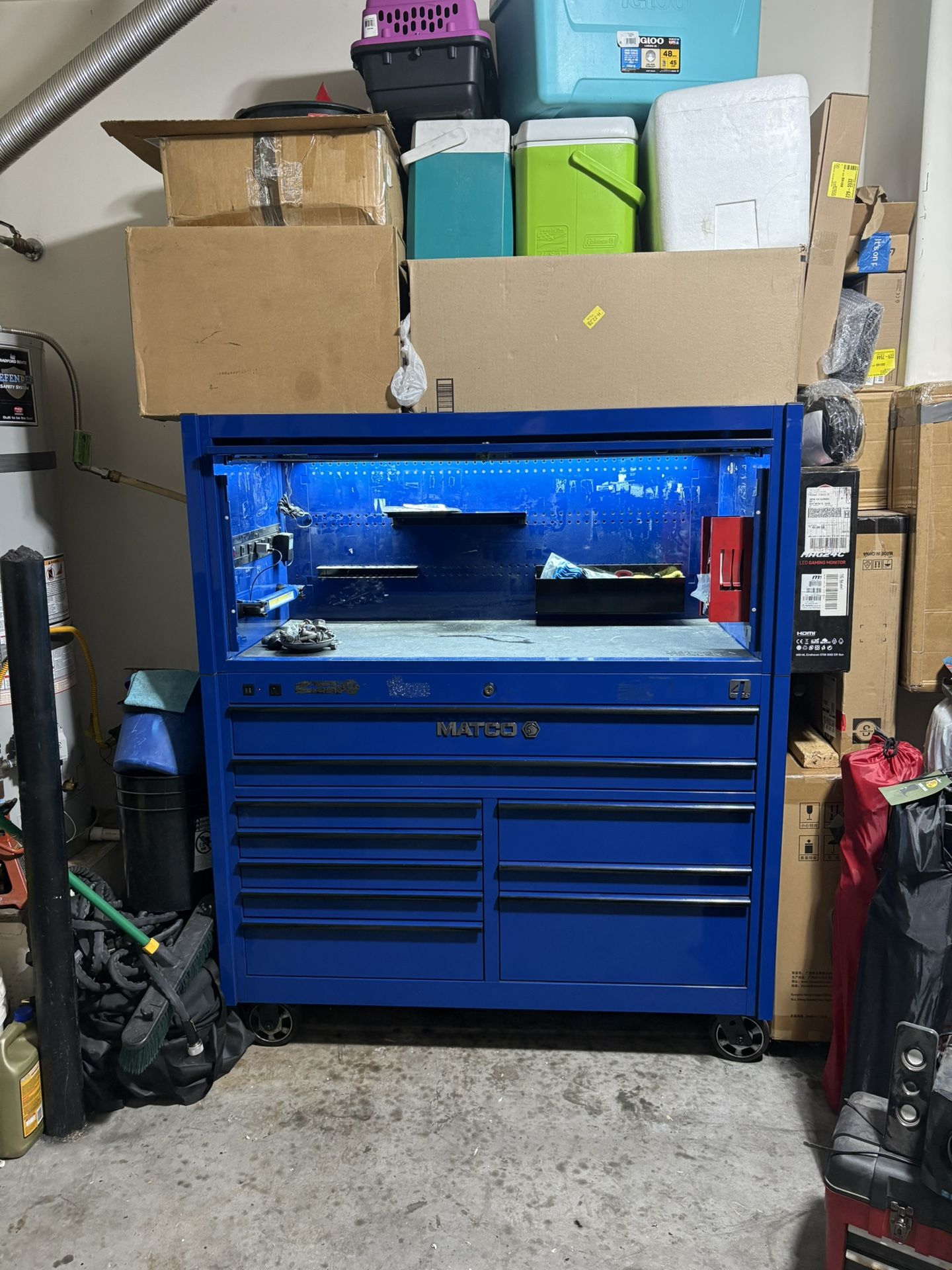 Used Matco 4s Double Bay Tool Box With Power Drawer And Power Hutch Top ...