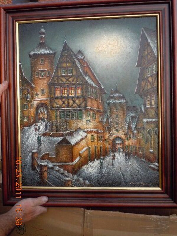 Oil on Canvas - Rothenburg Germany Signed Pfitzer Rommel for Sale in ...