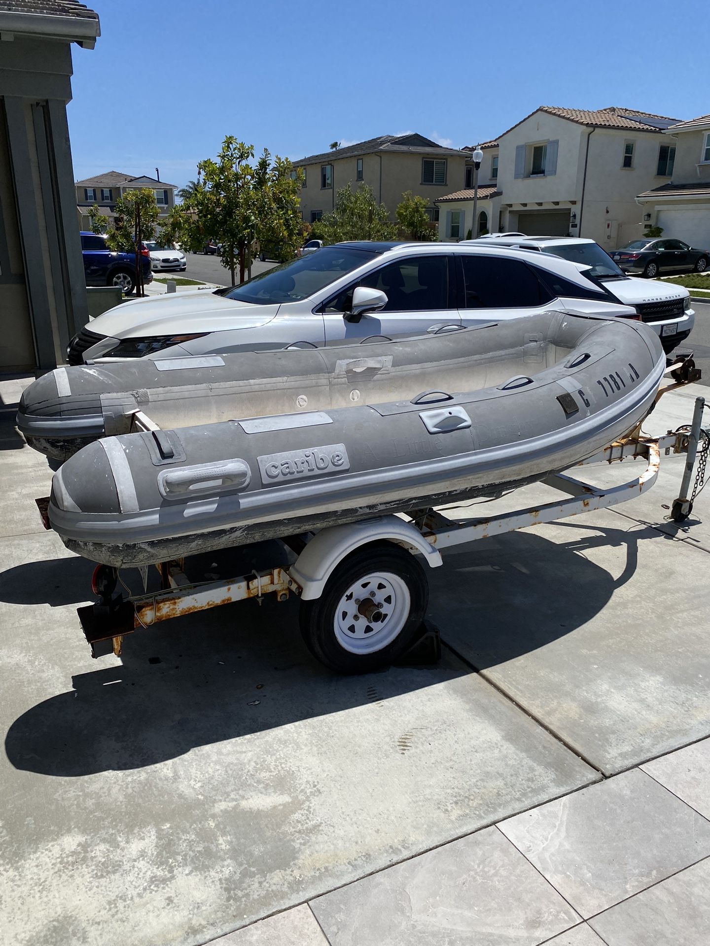 10ft caribe Inflatable Hard Bottom Rib /dingy With Trailer for Sale in ...