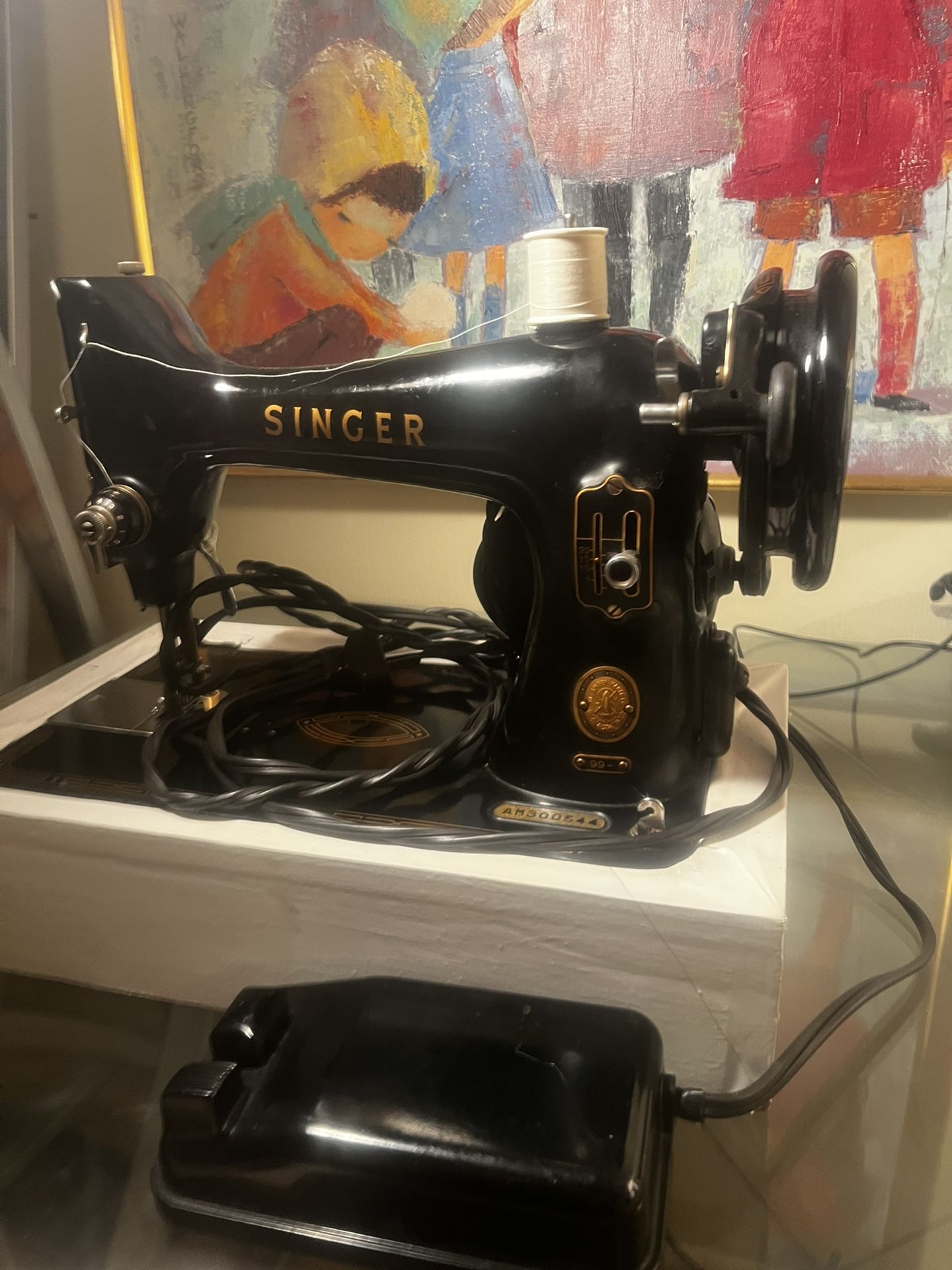 Antique 1955 Singer 99 Sewing Machine Model 99-31. Foot pedal included ...