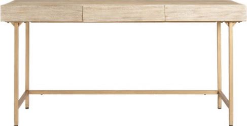 Driftwood and gold metal cristela desk with drawers store