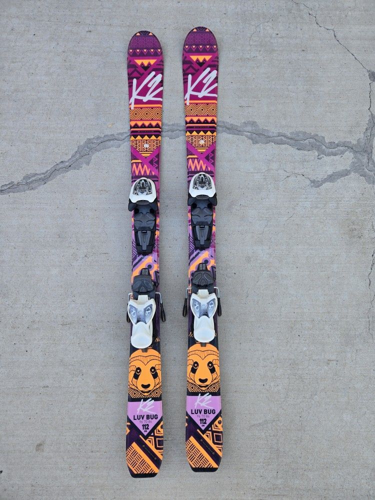K2 Kids Luv Bug Snow Skis 112cm w Bindings for Sale in Las Vegas, NV ...