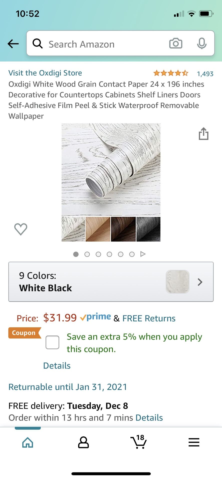 Oxdigi White Wood Grain Contact Paper 24 x 196 inches Decorative for ...